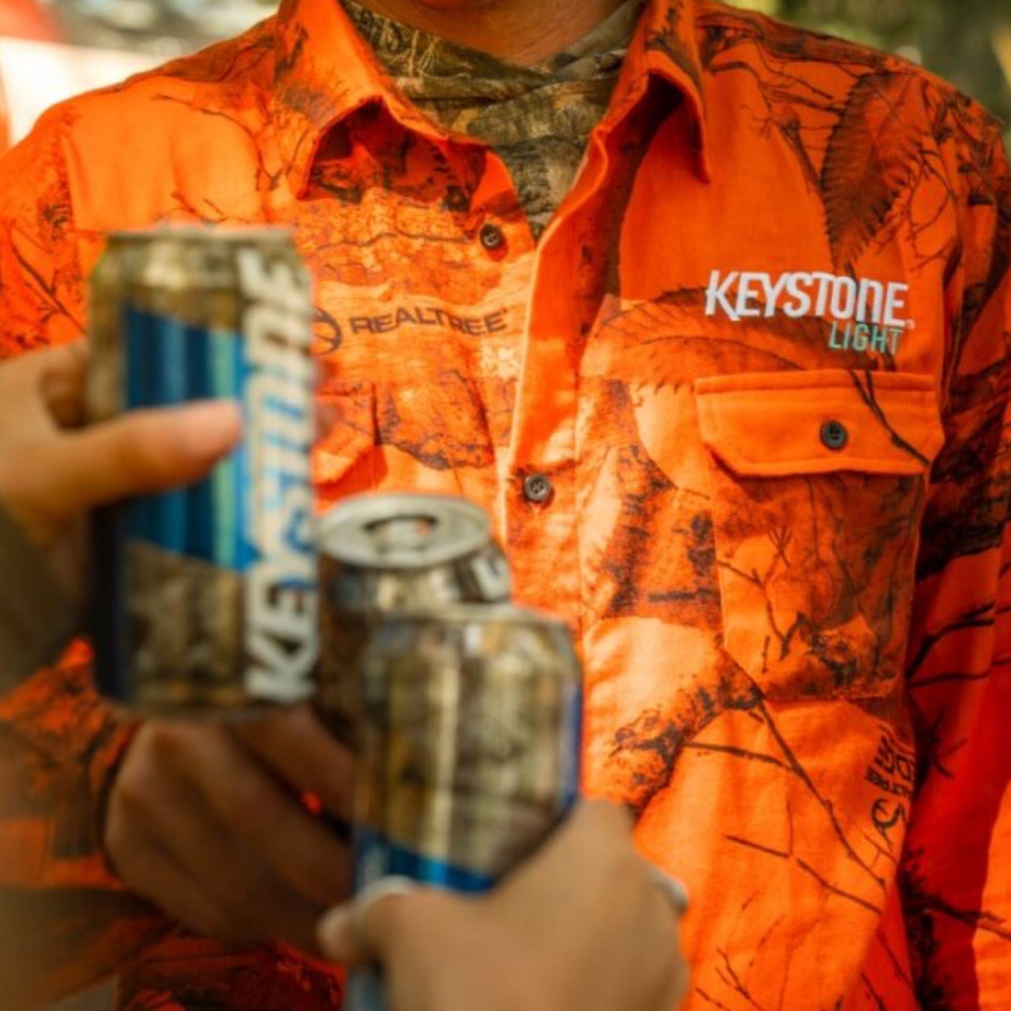 Blaze Orange Camo Long Sleeve Button Up – Keystone Light